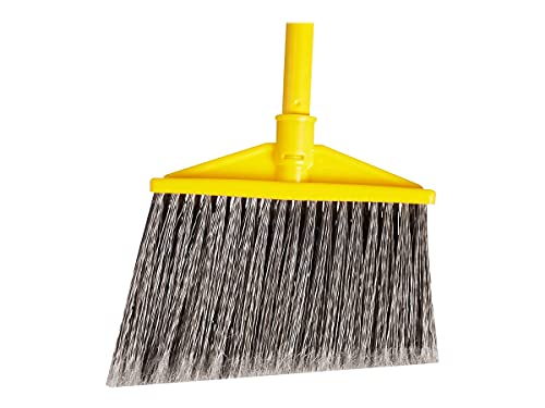 Rubbermaid Commercial 637500Gy Angled Large Broom, Poly Bristles, 46 7/8-Inch Metal Handle, Yellow/Gray