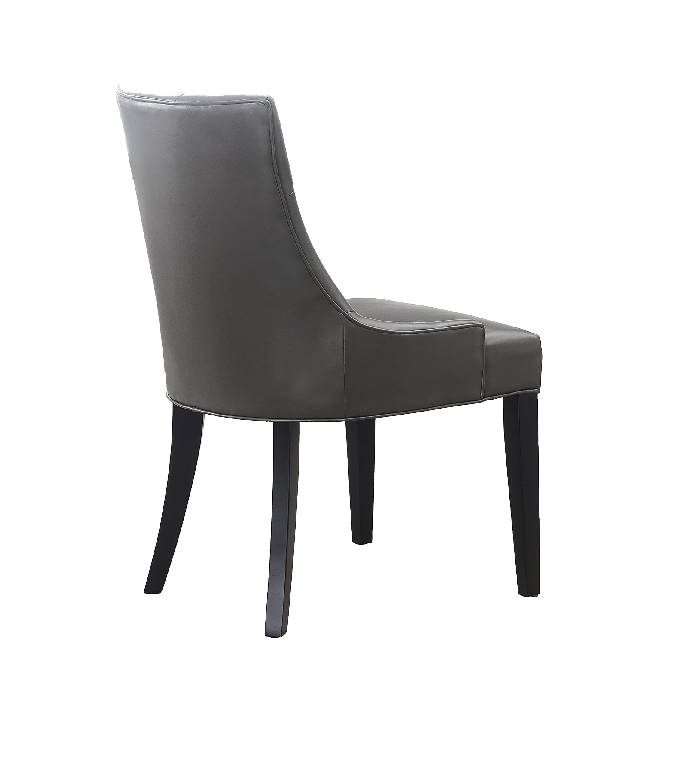 HAUSHECK Set of 2, Modern Upholstered Set with Button Back, Birch Wood Leg, Luxury Tufted Kitchen & Dining Room Chairs for Bedroom, Restaurant, 22.2" W x 24.8" D x 36.22" H, Leather Grey