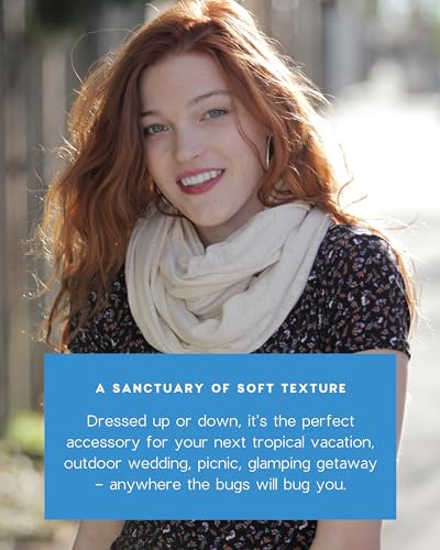 Pang Wangle Exquisite Wrap or Shawl in Soft Recycled Cotton | Can be used as a Scarf around the Shoulders or Head | Enhanced with Insect Shield Bug Repellent for Stylish Comfort, Sandshell