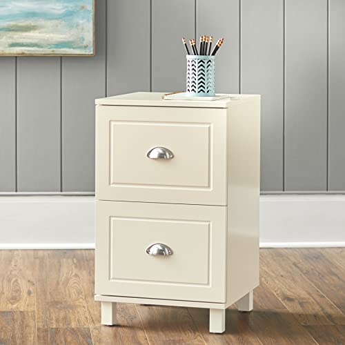 Target Marketing Systems Bradley Collection Drawer Cabinet with Metal Handles for Home Office Organization, Fits Letter-Size File, 2, White