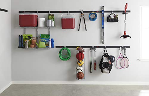 Rubbermaid Fasttrack Starter Kit for Garage, Shelves, Black, Garage Organization System Space Saving