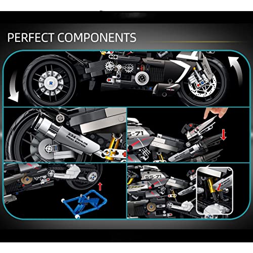 NOSTEA Technics Motorcycle for Suzuki B-King, 1056 pcs, Motorcycle Building Bricks Toy Compatible with Lego
