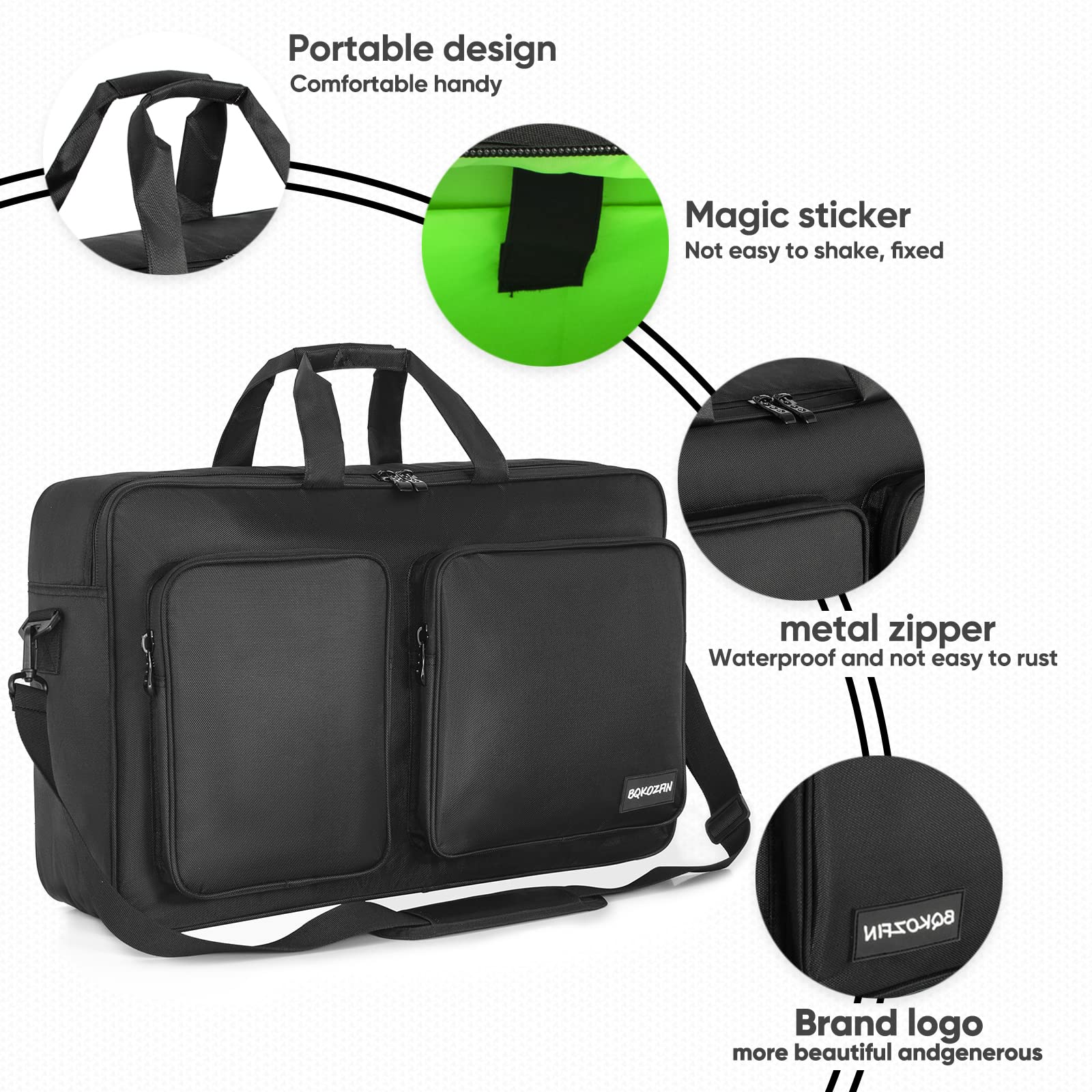IBVIVIC Lightweight Oxford Storage Case, Fits Pioneer DDJ SR SR2 RR Denon MC4000 Numark NVII Mixtrack Pro 3 NV Platinum, Black