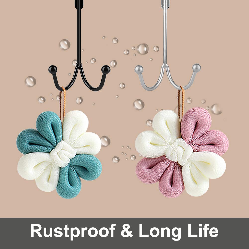 HFHOME 2Packs Over The Door Double Hanger Hooks, Metal Twin Hooks Organizer for Hanging Coats, Hats, Robes, Towels- Silver