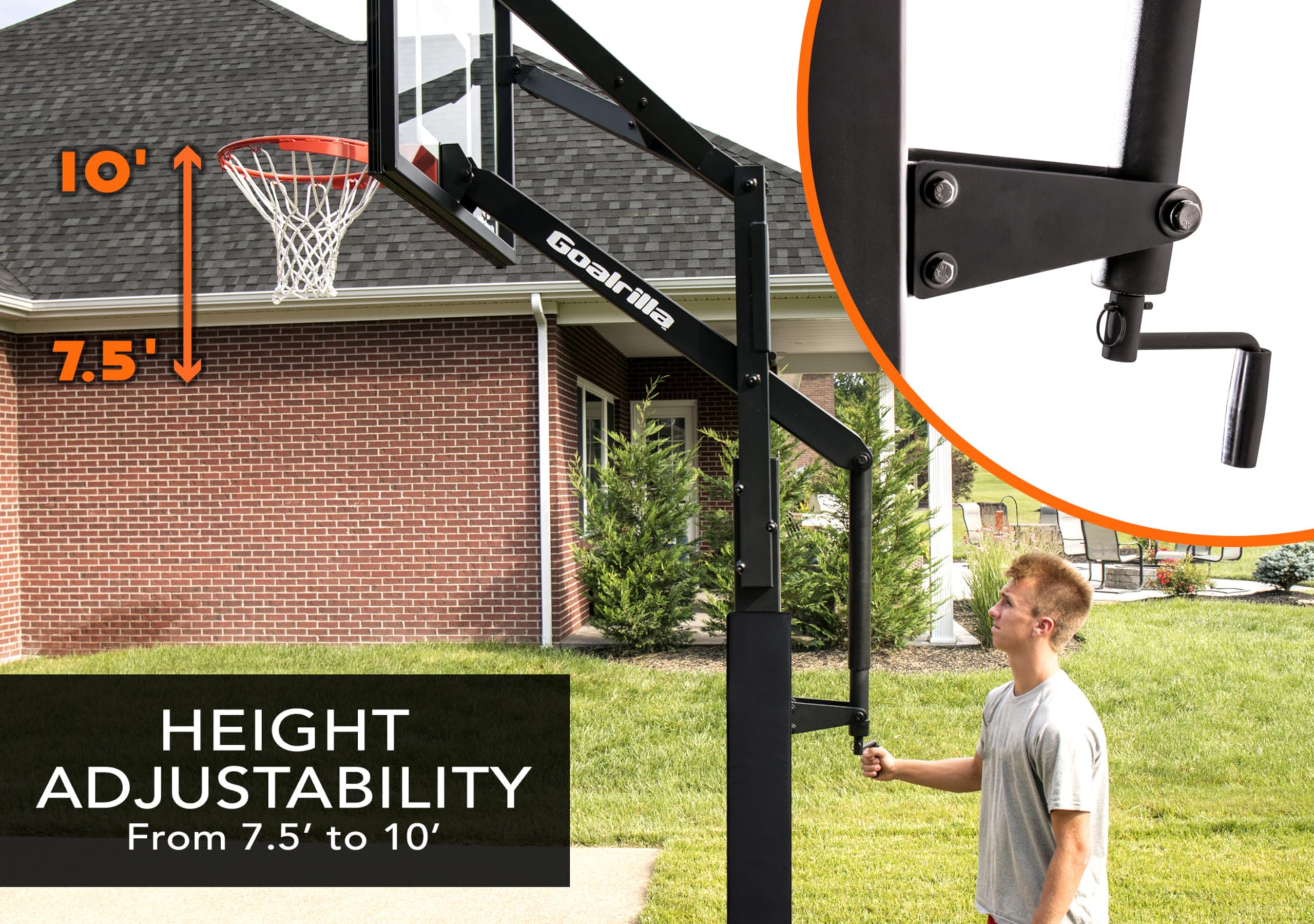 Goalrilla Basketball Hoops with Tempered Glass Basketball Goal Backboard, Black Anodized Frame, and In-ground Anchor System