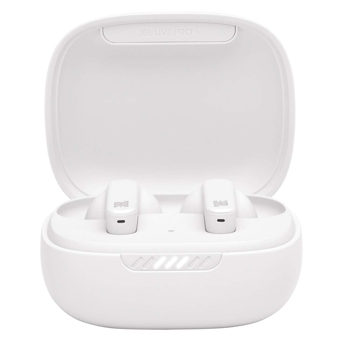 JBL LIVE PRO+ TWS True Wireless in-ear Noise Cancelling Bluetooth Headphones, Up to 28H of battery, Microphones, Wireless Charging, Hey Google and Amazon Alexa (White)