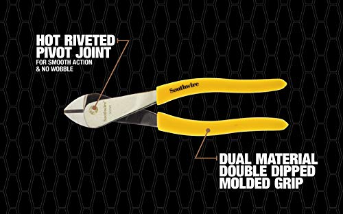 Southwire - 58289440 Tools & Equipment DCP8D 8-Inch High-Leverage Diagonal Cutting Pliers with Dipped Handles