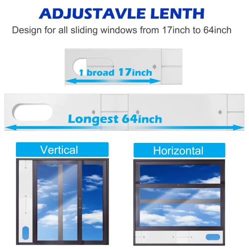 TigeJoy Portable Air Conditioner Window Seal Kit with Universal Coupler, Reinforced PVC Plate Adjustable AC Vent Kit for Sliding Window, Fit for All AC with 5.9 & 5.1 Inch Diameter Exhaust Hose