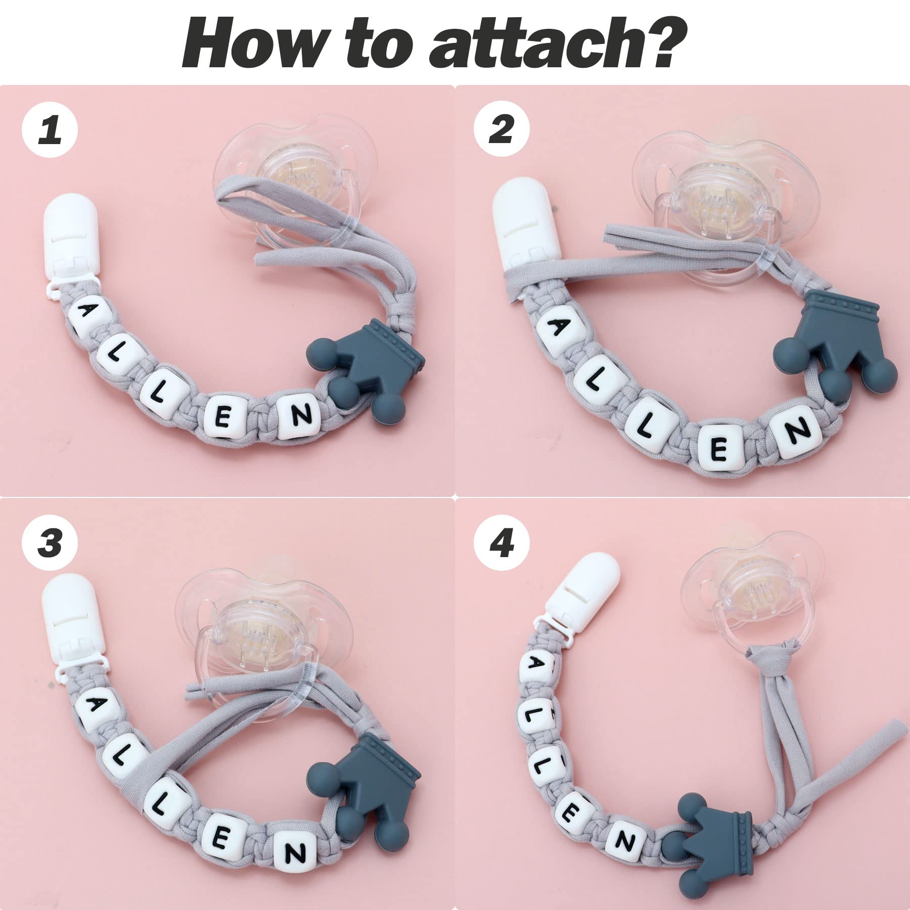 Panny & Mody Personalized Stroller Clip with Name, Unisex Baby Gifts for Newborn (Mouse Pink)