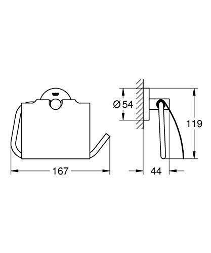 GROHE 40367001 Essentials Wall-Mounted Toilet Paper Holder with Cover, Starlight Chrome