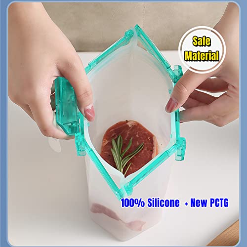 Reusable Silicone Bags, Reusable Sandwich Bags, Stand Up Leakproof Silicone Bags,Microwave, Dishwasher Safe-3Pack