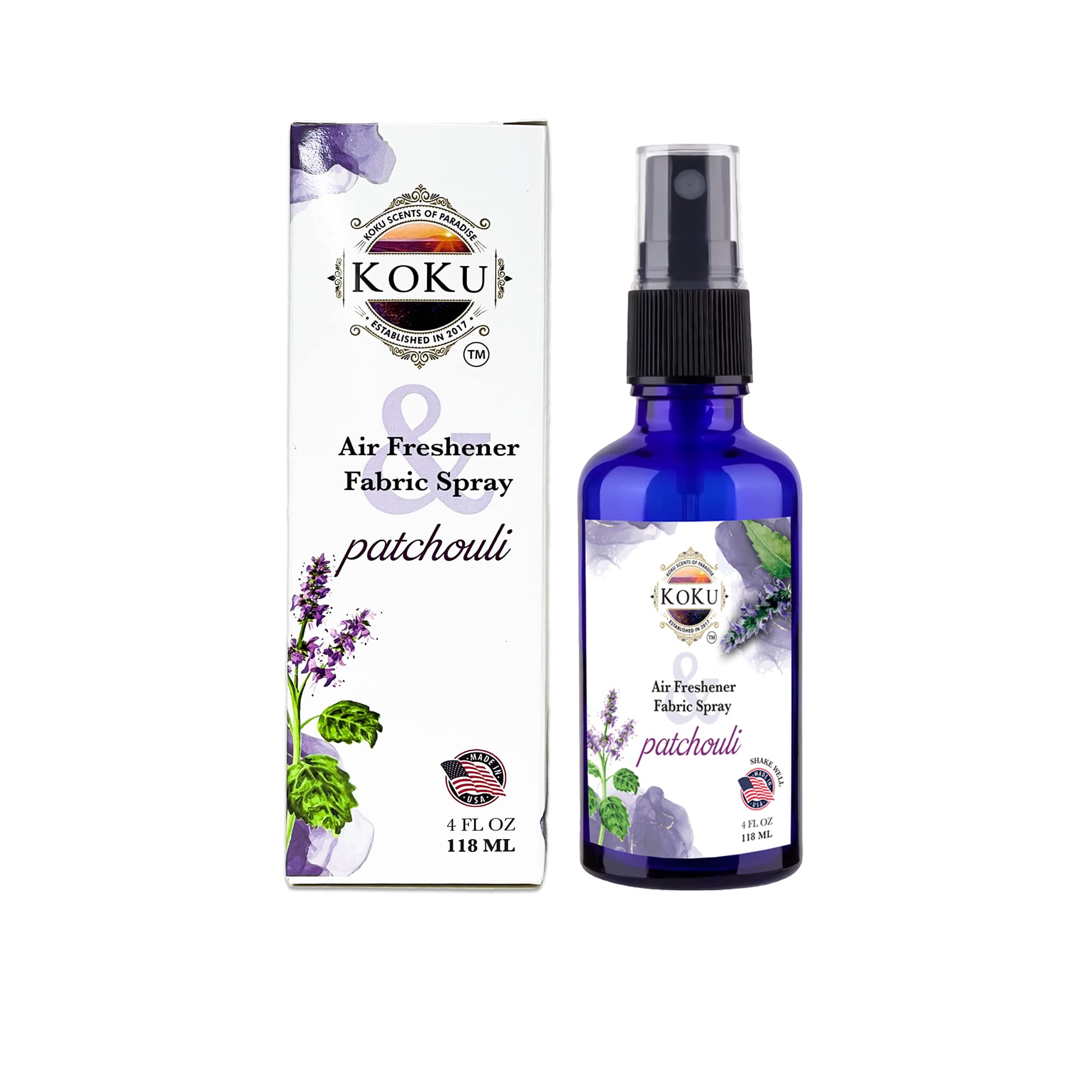 Patchouli Air Freshener - Room Spray - Odor Eliminator - Deodorizer - Car Air Freshener - Home Spray - Linen Spray - Fabric Refresher - Non-Toxic - Alcohol Free - Made in USA (4 Oz)