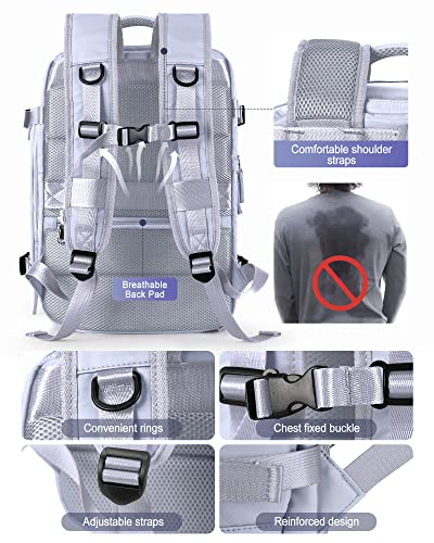 VGCUB Large Travel Backpack,Carry on Backpack for Women Men Airline Approved Gym Backpack Waterproof Business Laptop Daypack,Purple With Toiletry Bag