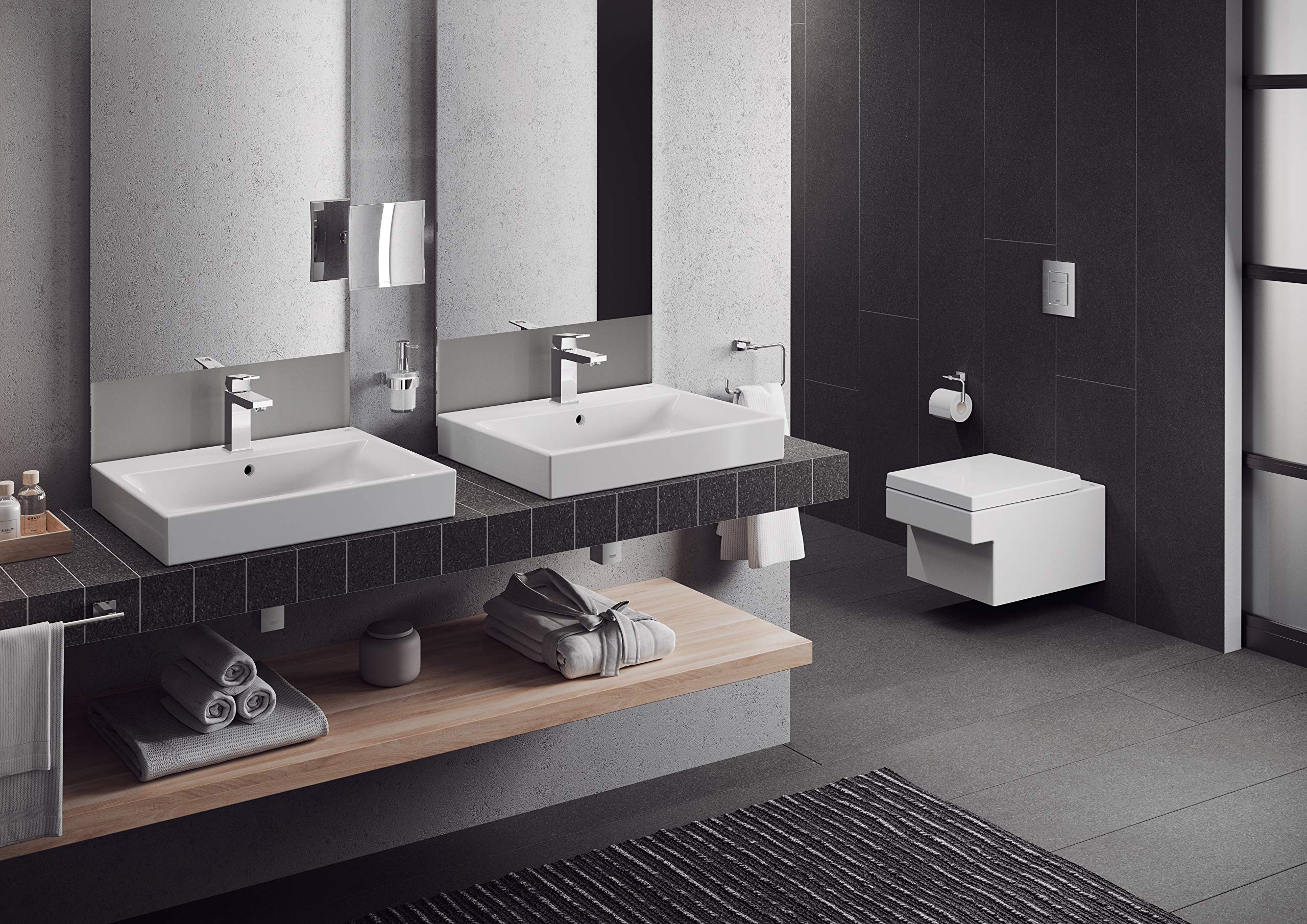 Grohe 40510001 Essentials Cube Metal 7.48-in. Towel-Ring, Starlight Chrome