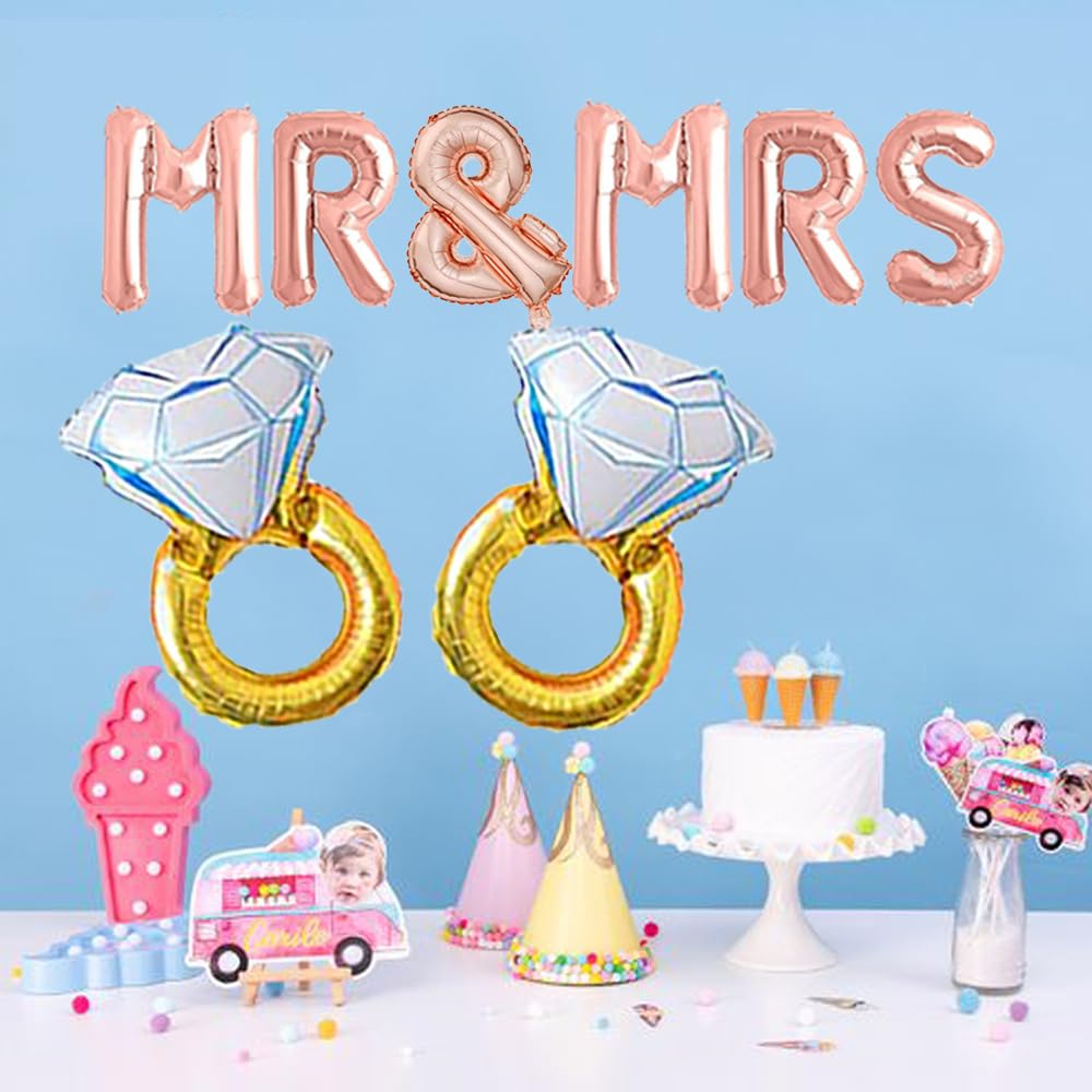 Rose Gold Mr & Mrs Balloons, Wedding/Engagement/Bridal Shower/Bachelorette Party Sign Supplies Decorations