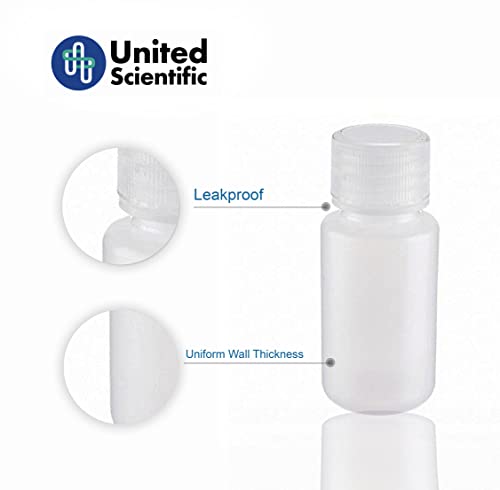 United Scientific⢠BNM090-PK6 Leakproof 3oz (90mL) Travel Bottle | HDPE bottle with lined Polypropylene lid | TSA Approved | Pack of 6 Bottles
