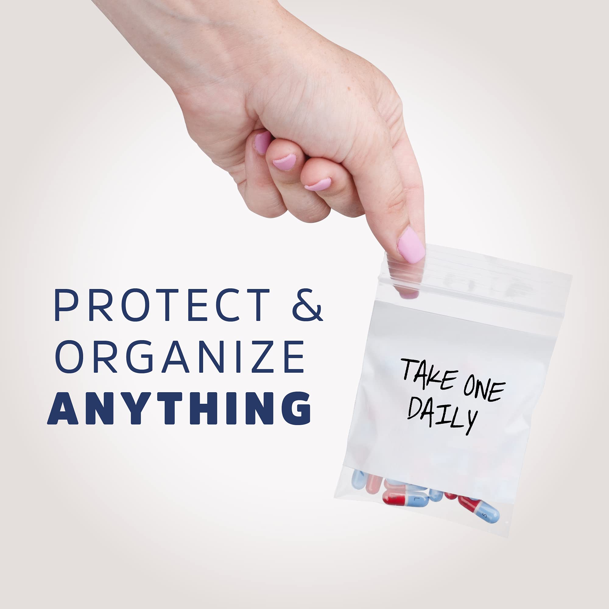 GPI - 3" x 4" - Bulk Pack of 100, 4 Mil Thick, Heavy Duty, Clear Plastic Reclosable Zip Bags, with Write-on White Block for Labeling, Strong & Durable Poly Baggies with Resealable Zipper Top Lock.