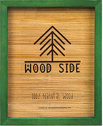 Green Wooden Picture Frame 11x14 - Natural Rustic Solid Wood Thick Borders, Wall Mounting and Desktop Photo Frames