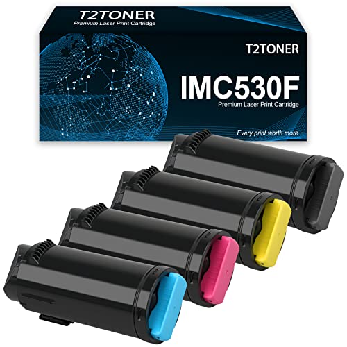T2TONER IM C530FB 418236 418237 418238 418239 Remanufactured Toner Cartridge Replacement for Ricoh Lanier IM C530F Savin IM C530FB Printer.Black Cyan Magenta Yellow