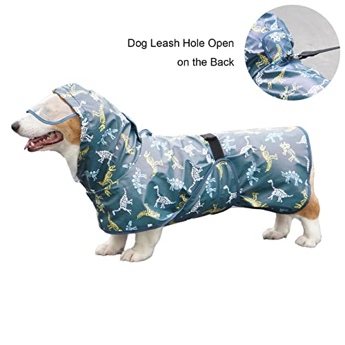 Waterproof Dog Raincoat, Adjustable Reflective Dog Rain Coat with Hoodie, Lightweight Dog Rain Jacket Dog Poncho Slicker with Leash Hole for Small Medium Large Dogs (Large, Green)