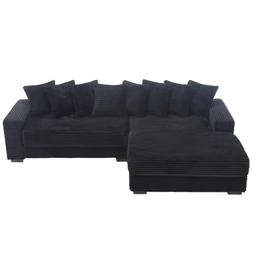 Verfur Luxe Oversized Two-Piece Sectional Couches for Living Room, 111-Inch L Shaped Corner Sofa with Extra Wide Chaise, Upholstered with Corduroy Fabric, Right Facing