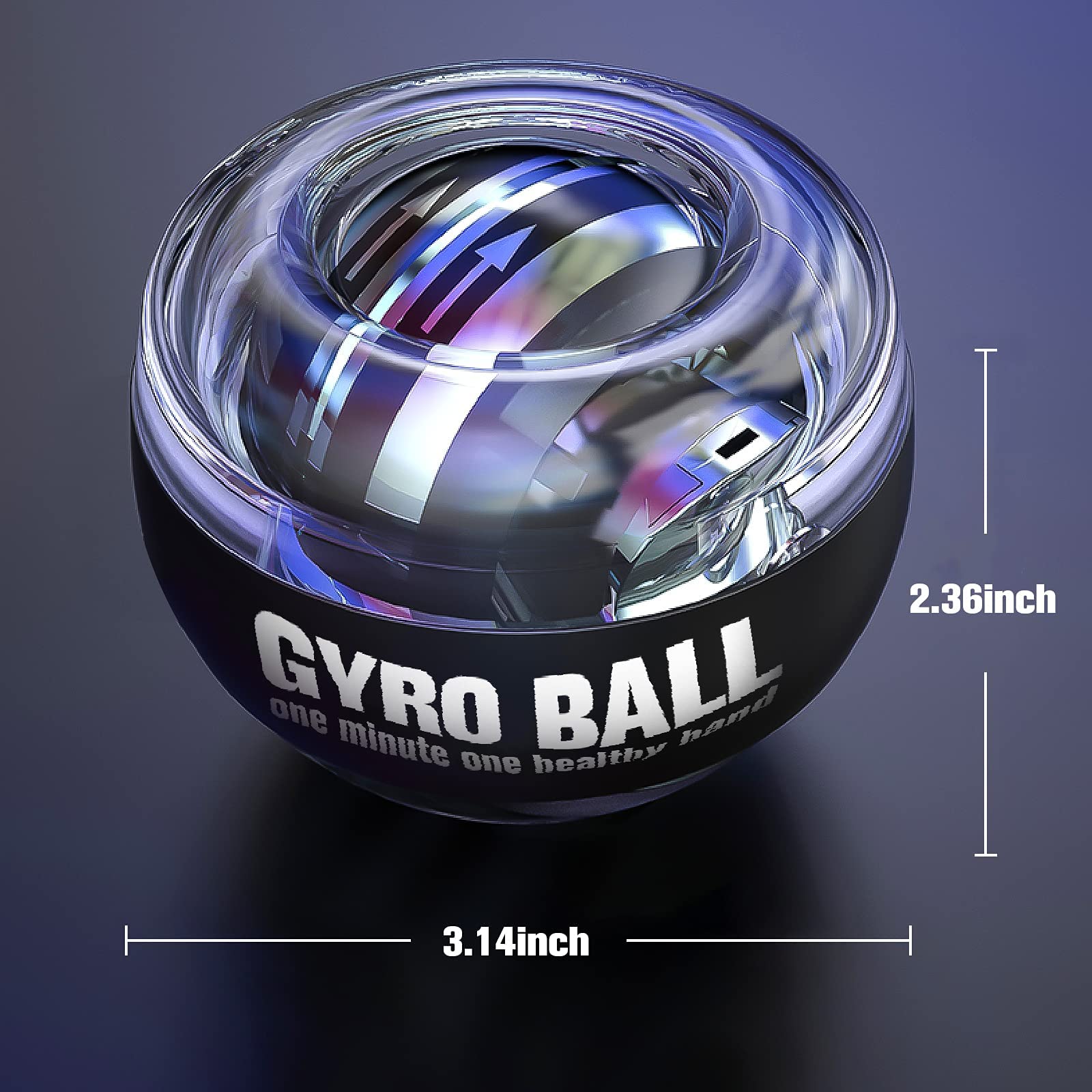 JIN BD Wrist Trainer/Strengthener Gyro Ball Auto-Start Gyroscopic Forearm Exerciser for Strengthen Arms, Fingers, Wrist Bones and Muscles (Black Without Light)