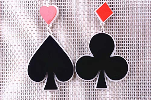 GUOXIAOMEI Playing Cards Pattern Drop Earring Fashion Party Gift Charms Hearts Spades Plum Poker Acrylic Earring Jewelry (Red 1)