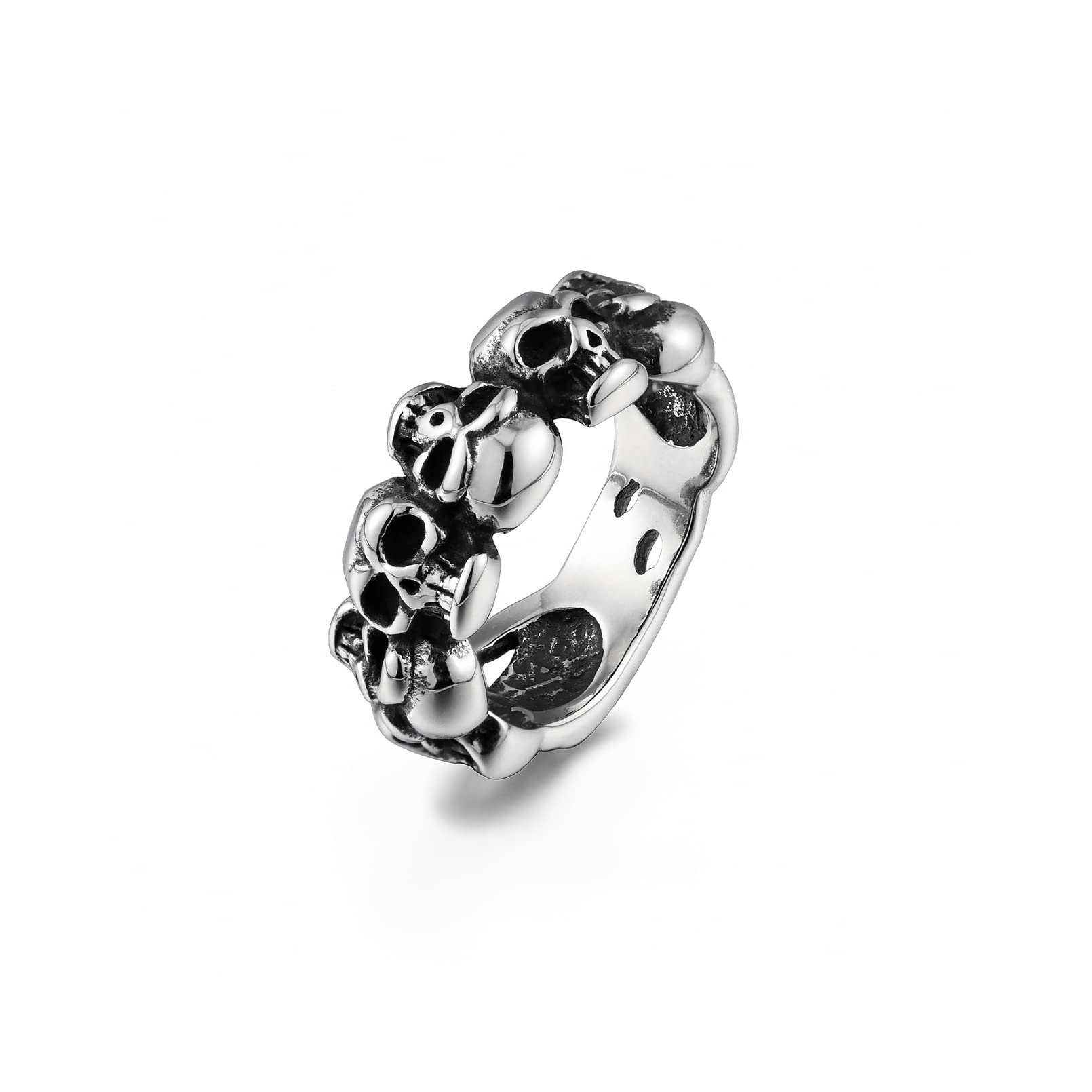 Nsitbbuery Hip Hop Jewelry Skull Band Ring(Steel(9))