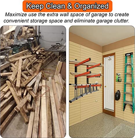 Thanaddo 3-Level Metal Wall Mount Lumber Storage Rack Wood Organizer Rack Lumber Rack Metal Rack Indoor & Outdoor (2PACK)