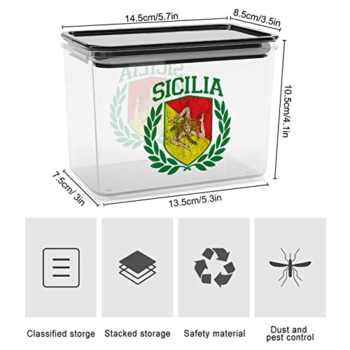 Sicilian Flag Storage Box Plastic Food Organizer Container Canisters with Lid for Kitchen