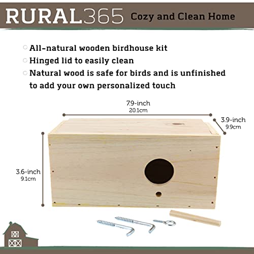 Rural365 Bird Nesting Boxes for Cages - Small 7.9 x 3.9 x 3.6in Wooden Bird House Breeder Bird Box Fit Swallow and Finch