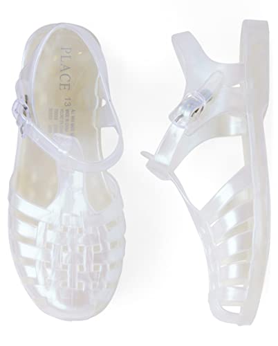 The Children's Place Girls Jelly Fishermen Sandals, Holographic, 2 Big Kid