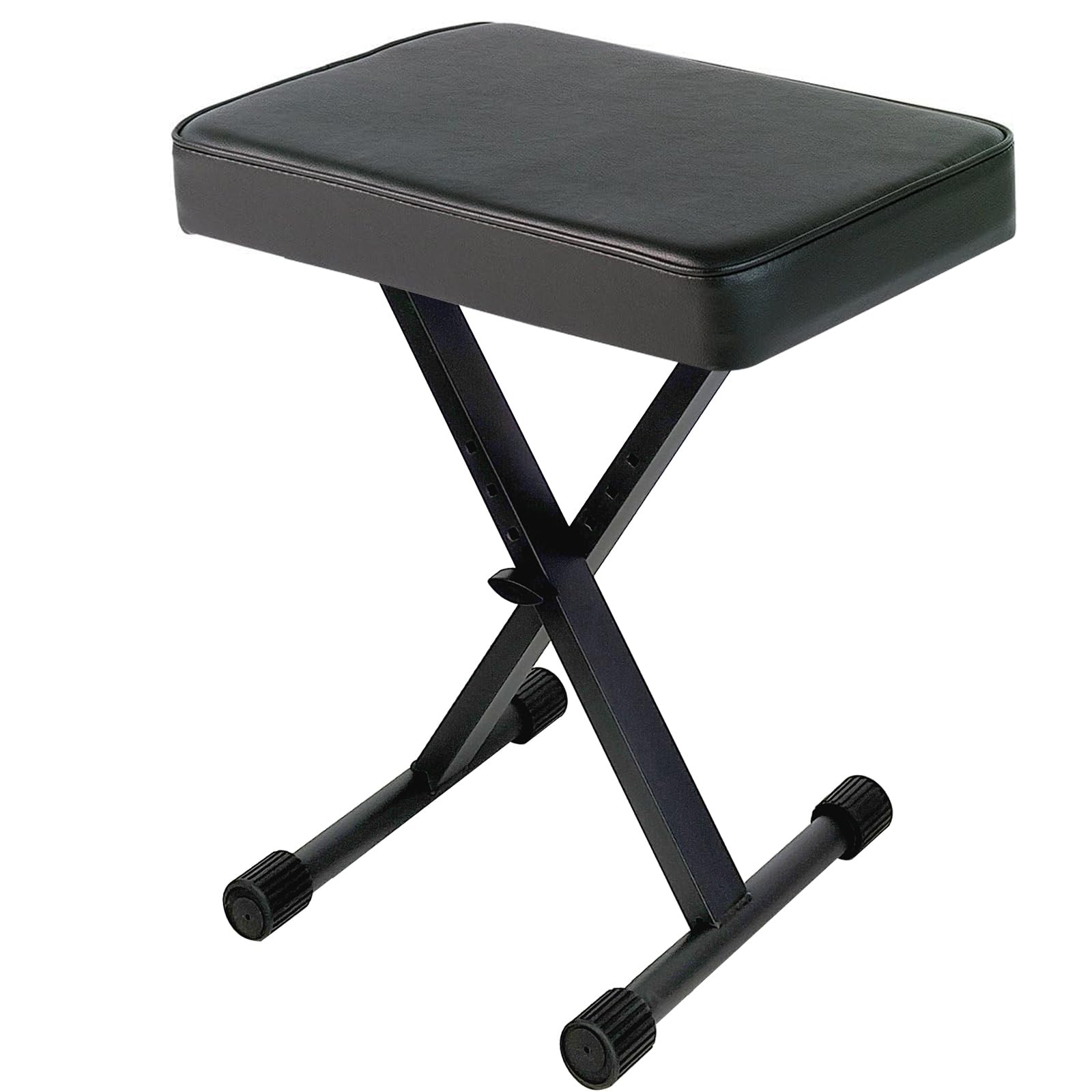 GLEAM Keyboard Bench Padded Cushion X-Style Height Adjustable 16.3-19.6in Piano Stool Bench Keyboard Chair Black
