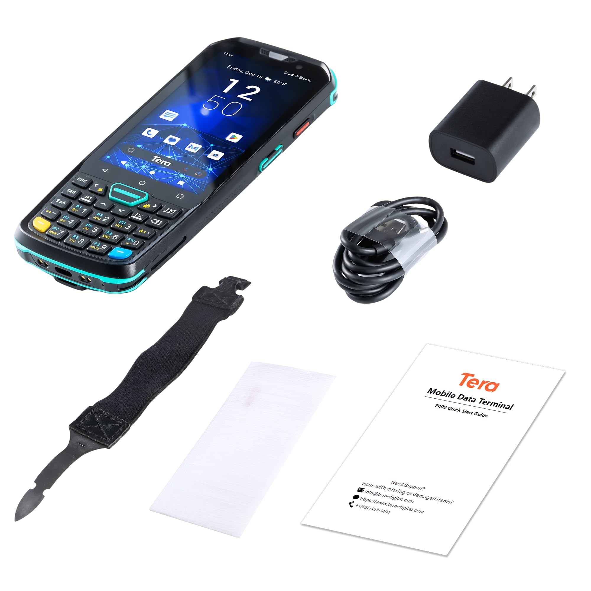 Tera Android 11 Barcode Scanner PDA: HS7 Scan Engine 26 Keys IP67 Rugged 4+64GB 5100 mAh Battery QC 3.0 Fast Charge 4β Touch Screen Mobile Terminal for Warehouse Inventory Scanner P400