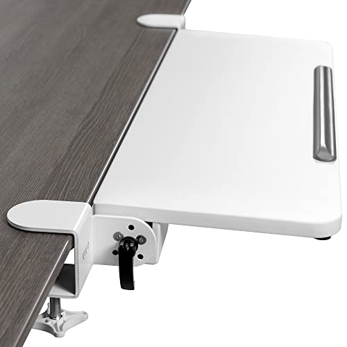 VIVO Clamp On Tilting Keyboard Tray, 26 (31 Including Clamps) x 9 inch Extension Platform for Typing and Mouse Work, Elbow and Arm Support Rest, White, MOUNT-KB06HW