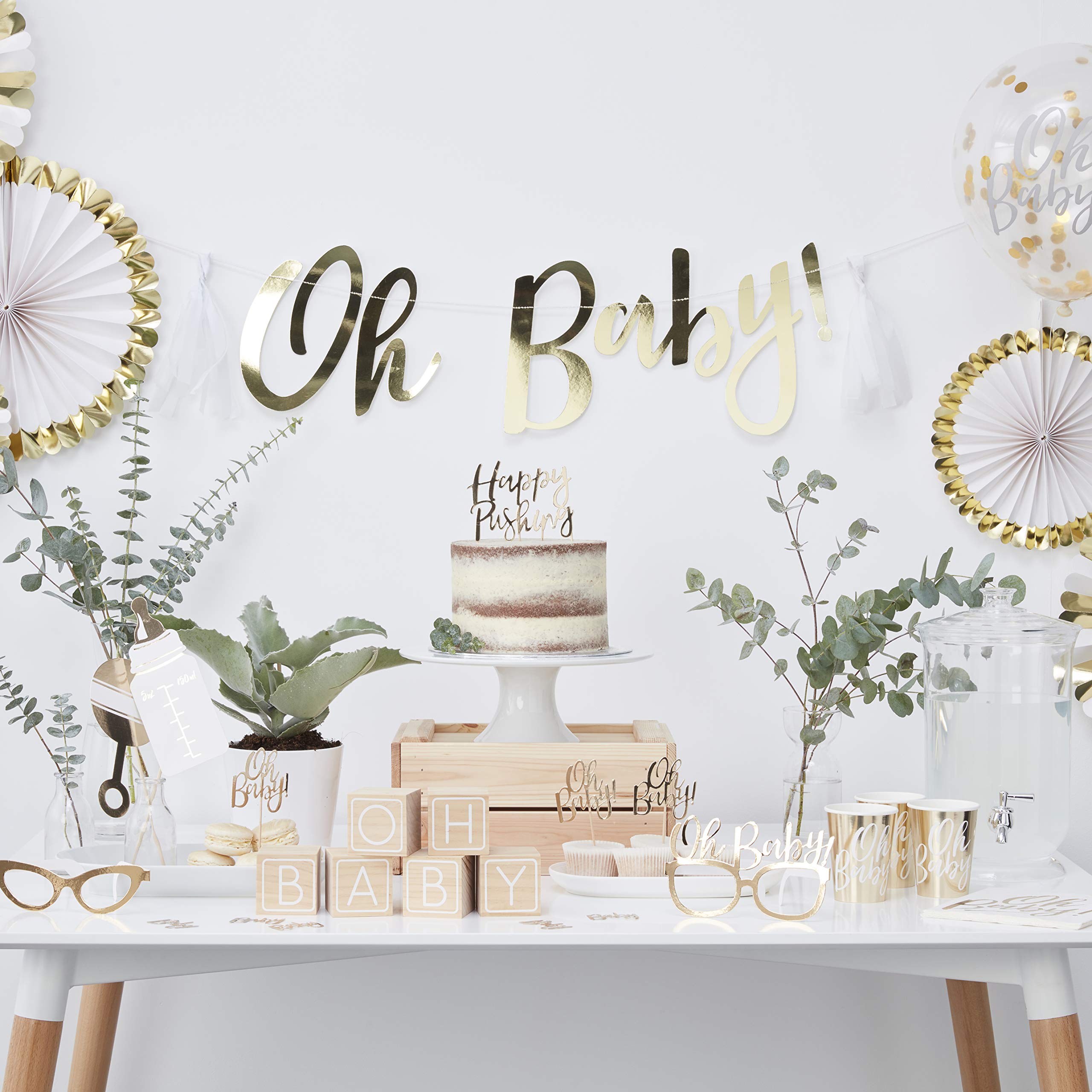 Ginger Ray Oh Baby Shower Confetti Balloons Gold Foiled 5 Pack