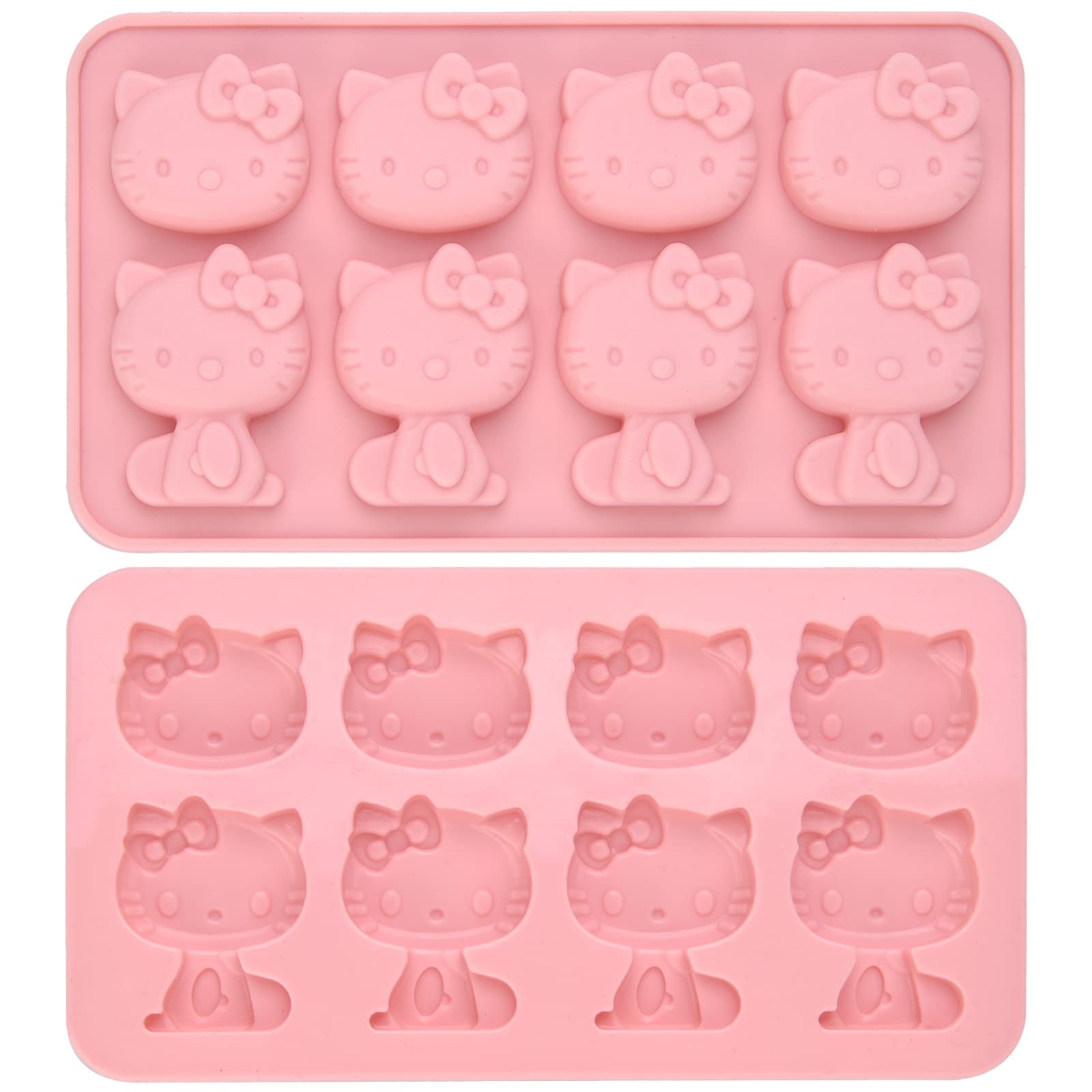 Hello Kitty Silicone molds,Small ice mold,Chocolate tray for Sugarcraft, Birthday Cake Decoration, Gum paste Icing, Candy Chocolate Cupcake Topper Decorating and DIY Baking Tools 8 Cups 2 pack