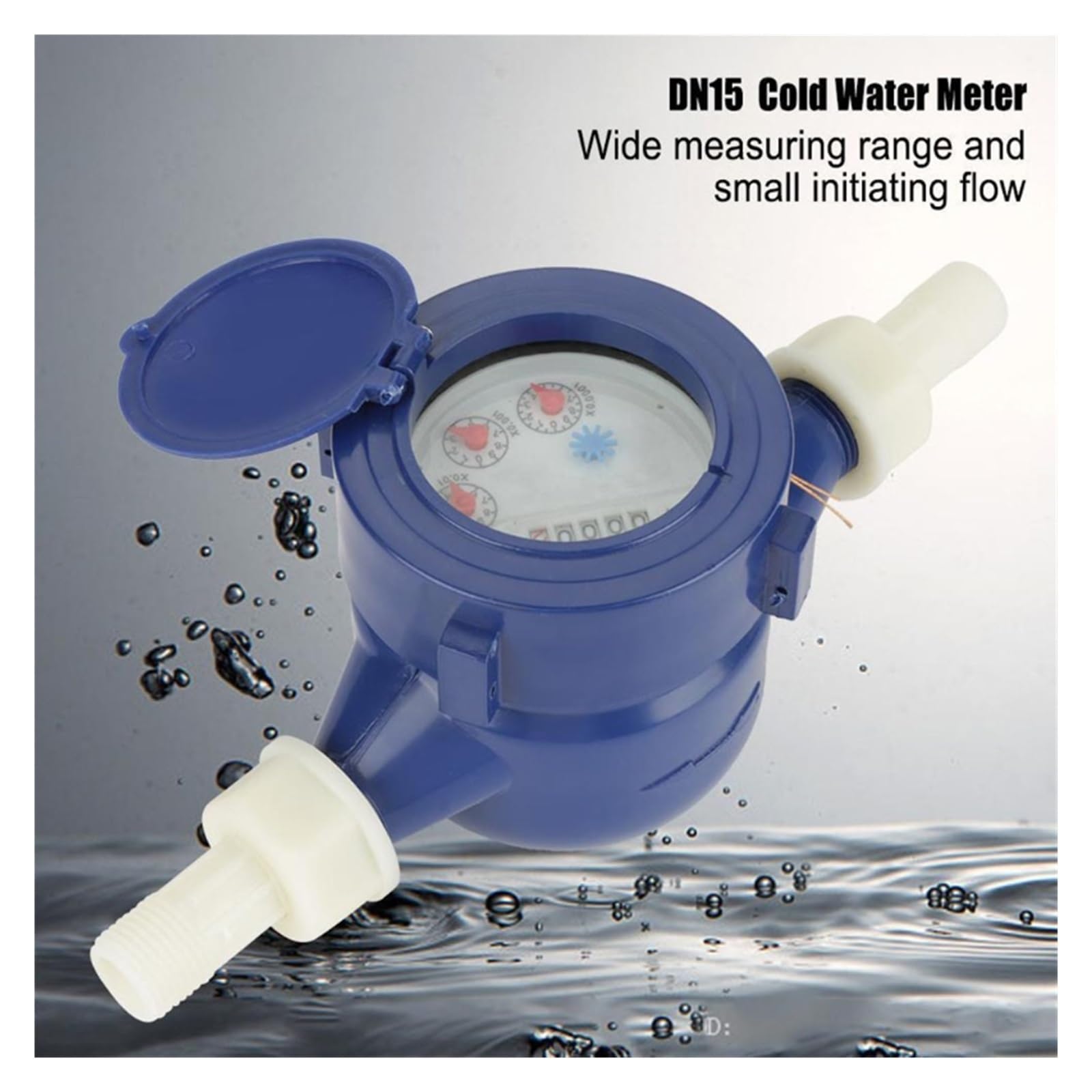 XAXAX Water Flow Meter, Water Meter Water Flow Meter, 15mm 1/2 Inch Cold Water Meter for Garden & Home Use Wet Table Measuring Tool,Gallon, QTS, PTS, L, m³