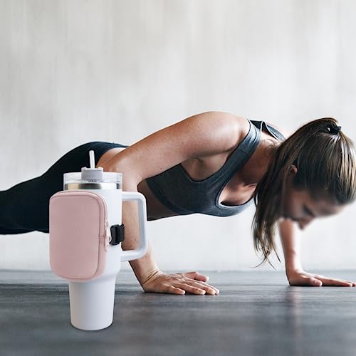 Water Bottle Pouch for Stanley 40 oz Tumbler with Handle - Gym Accessories for Women, Cup Belt Bag Compatible with Stanley/Simple Modern Tumbler Accessories(Pink)