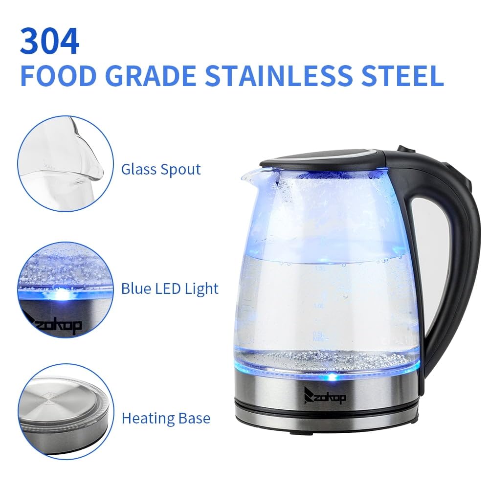 HD-1857-A 110V 1500W 1.8L Electric Glass Kettle US Plug