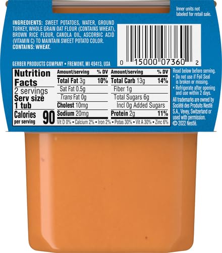 Gerber Sweet Potato & Turkey Puree Baby Food, 4 Oz, 2 Ct