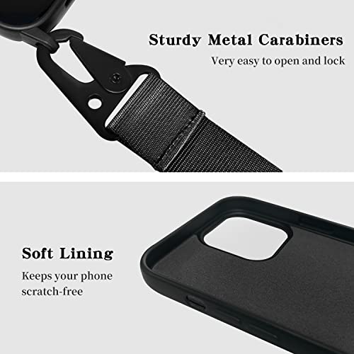 VooDirop Compatible with iPhone 13 Pro Max Case Crossbody Phone Case with Strap Neck Lanyard Adjustable Shockproof Drop Protection Silicone Phone Cover for iPhone 13 Pro Max 6.7ββ Black