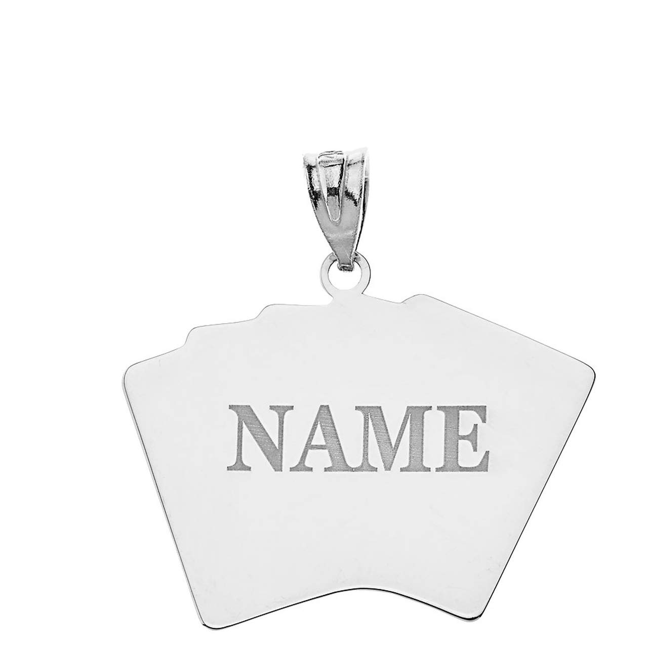Good Luck Charms Sterling Silver Personalized Name Royal Flush of Hearts Poker Charm Pendant