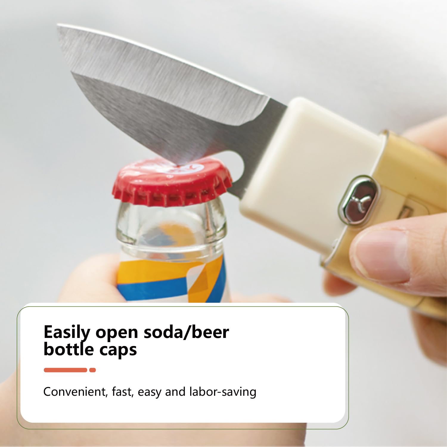 Portable peeler, 4-in-1 function paring knife, beer and wine opener, folding storage paring knife, portable travel fruit knife, picnic knife, vegetable knife, (Two colors random delivery )