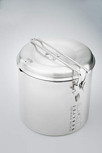 GSI Outdoors Glacier Stainless Dualist Backcountry Mess Kit I 2-Person Camping or Backpacking Cookware Set
