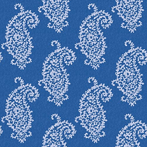 Stitch & Sparkles 100% Cotton Duck 45" Width Paisley Provence Blue Color Sewing Fabric by The Yard