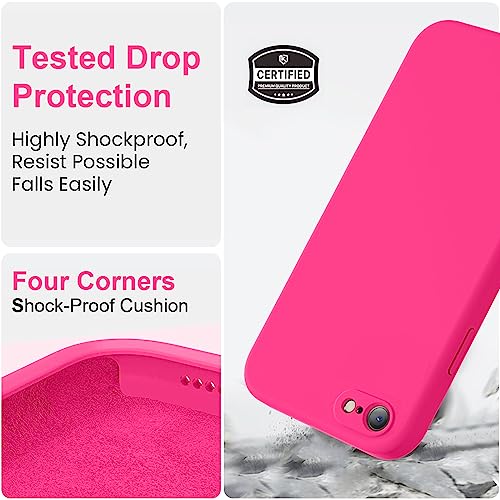 Vooii for iPhone SE Case 2022/3rd/2020,iPhone 8/7 Case, Upgraded Liquid Silicone with [Square Edges] [Camera Protection] [Soft Anti-Scratch Microfiber Lining] Phone Case for iPhone SE - Hot Pink