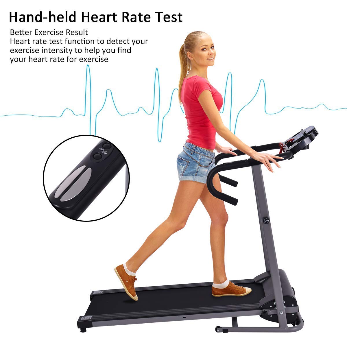 Goplus 1100W Folding Treadmill Electric Motorized Power Fitness Running Machine with LED Display and IPAD Support Perfect for Home Use(Black)