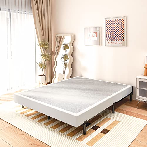 THEOCORATE 7 Inch Box Spring Queen, Metal High Profile Spring, Heavy Duty Mattress Foundation, Easy Clean Cover, Quiet, Non-Slip, Simple Assembly