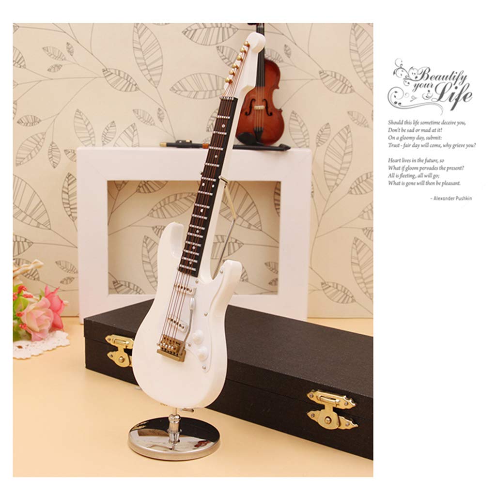 HELYZQ 14cm Mini Electric Guitar Model Miniature Guitarra Replica Gift with Case Stand,Red,14x4x1.3cm